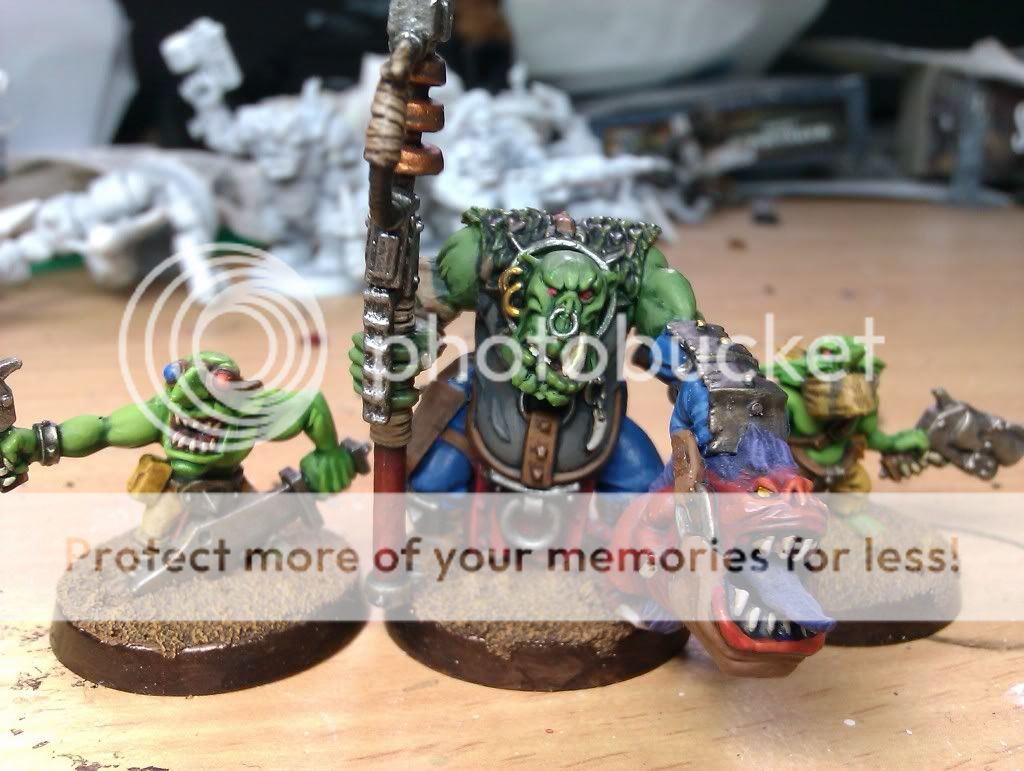 Just finished my first Greenskins - Runtherd and Gretchin. : Warhammer